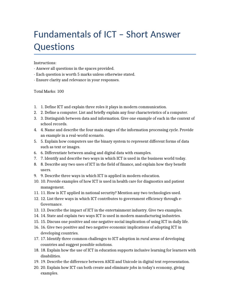 Updated Fundamentals of ICT Exam | PDF