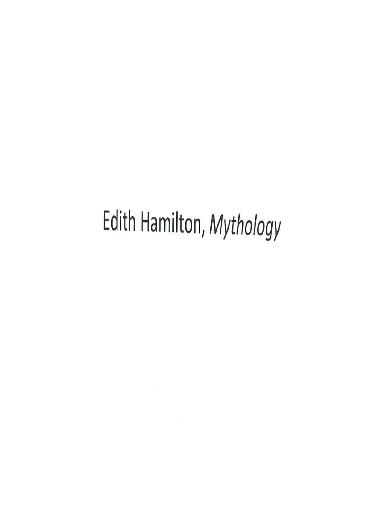 Edith Hamilton, Mythology | PDF