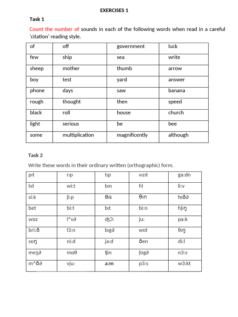 Exercises 1 Âm vị | PDF | Vowel | Phoneme