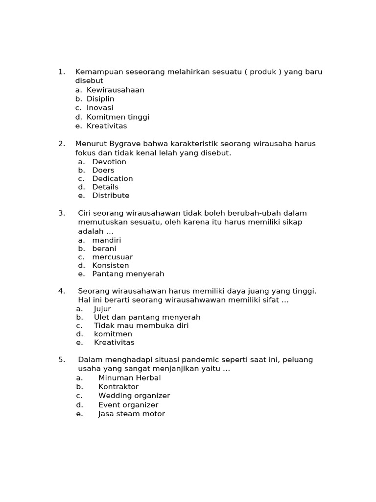 Latihan Soal Pkk | PDF