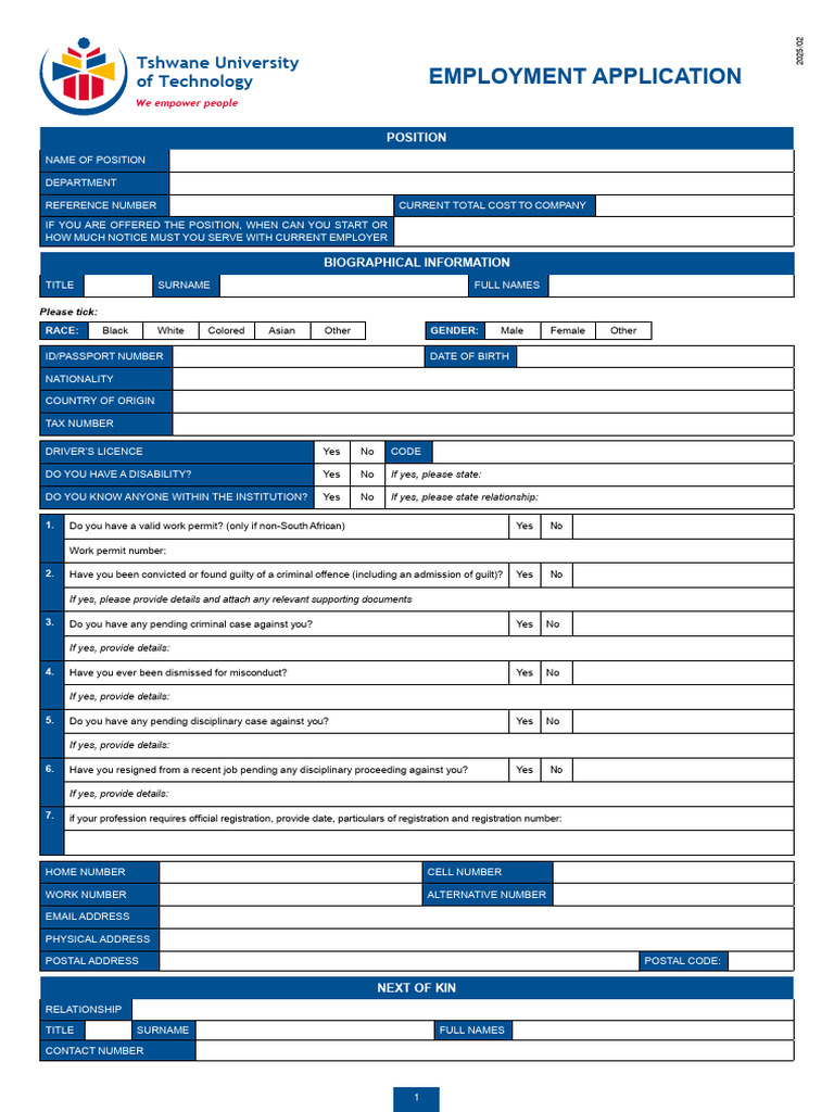 Employment Application Form | PDF | Government | Common Law