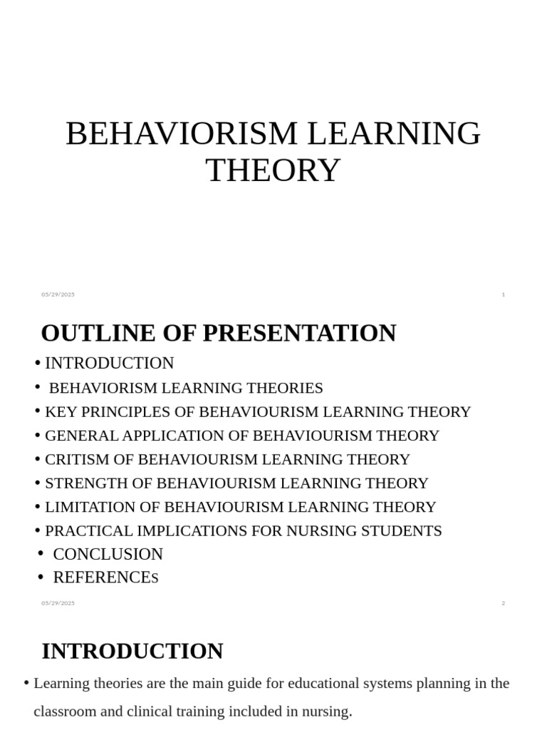 Behaviorism Learning Theory | PDF | Behaviorism | Learning