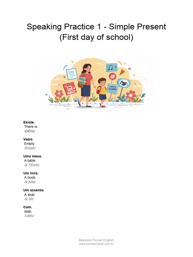 Speaking Practice 1 - Simple Present (First day of school) | PDF