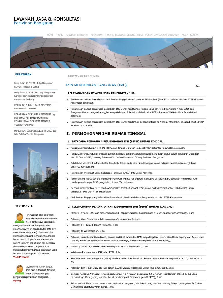 IMB - Perizinan Bangunan Di DKI Jakarta | PDF