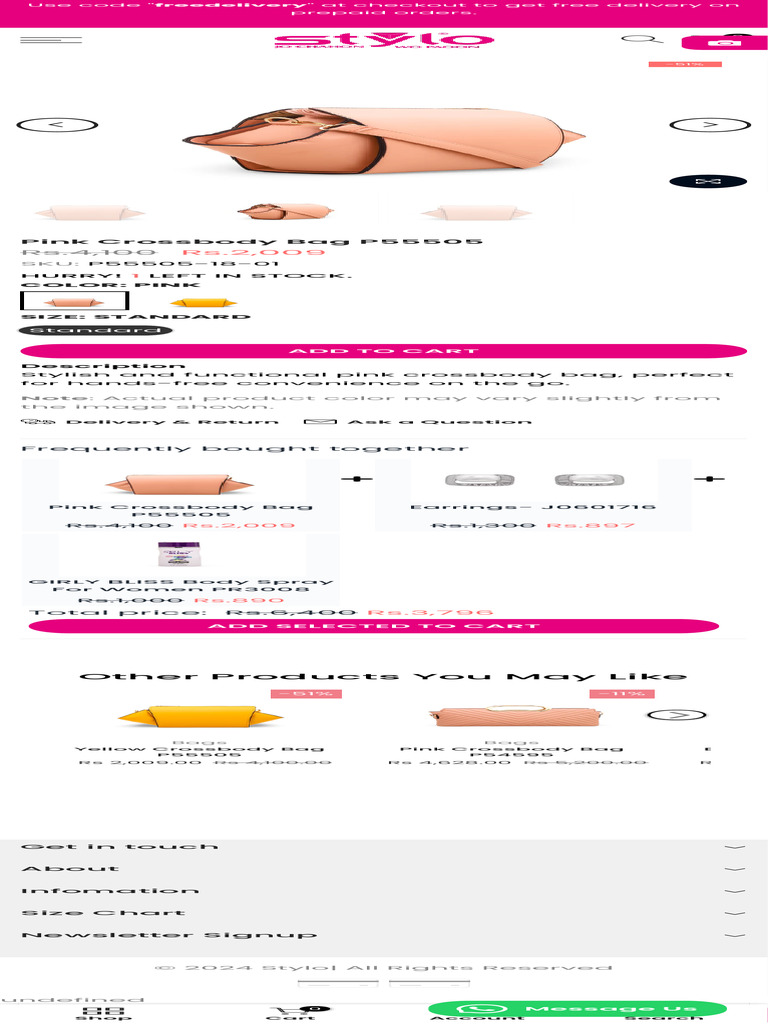 Pink Casual Crossbody Bag P55505 – Stylo | PDF