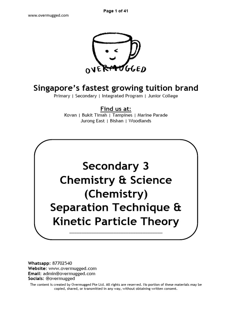 (WA1 2025) S3 Pure-Science Chemistry - Separation Technique I Kinetic ...