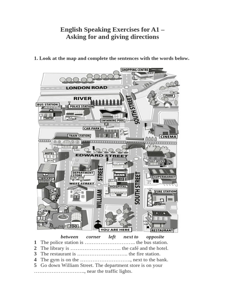 A1 English Speaking: Directions Exercises | PDF | Language Families ...