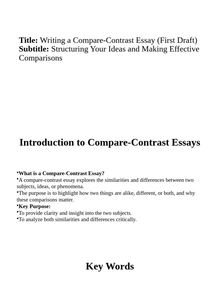 Compare-Contrast Essay (First Draft) | PDF | Cost Of Living | Essays
