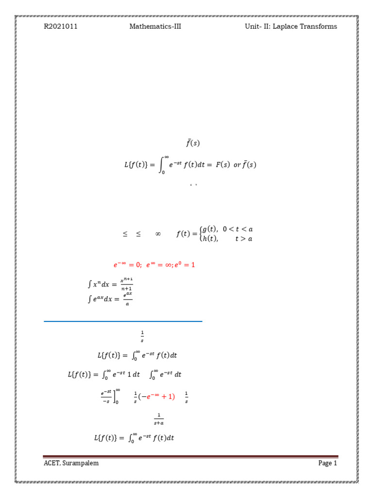 Laplace Transforms Overview and Examples | PDF | Function (Mathematics ...