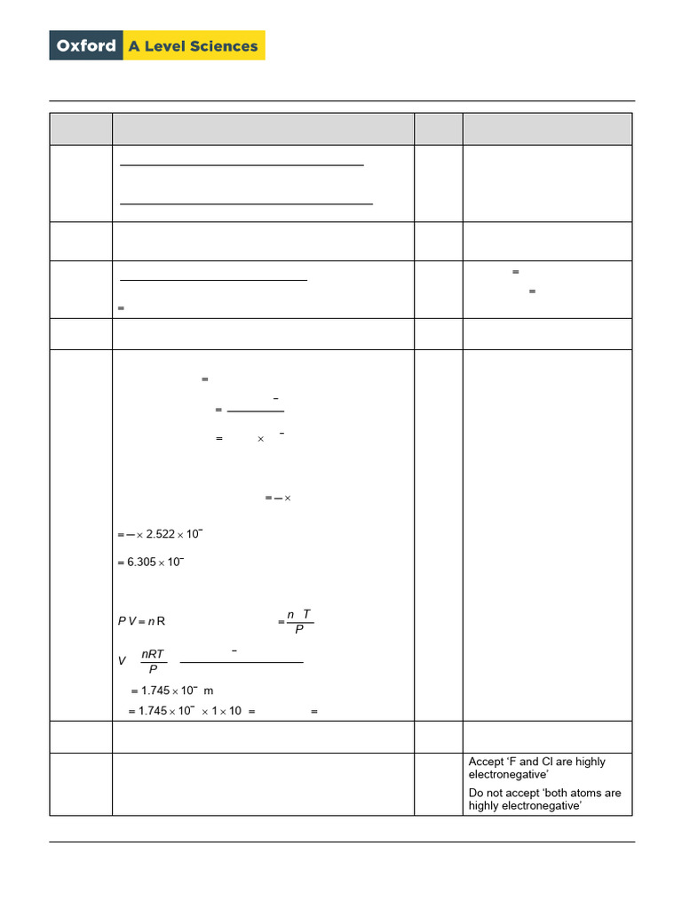 AQA AS Chemistry Exam Mark Scheme | PDF | Intermolecular Force ...
