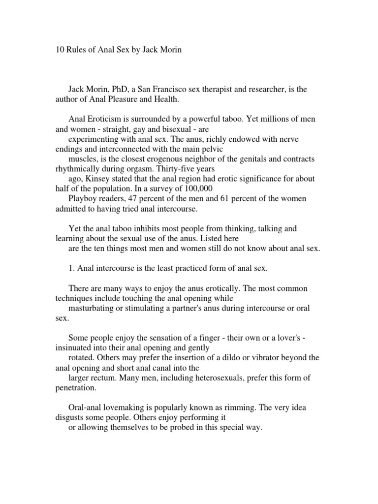 10 Rules of Anal Sex by Jack Morin | PDF | Anal Sex | Sexual Intercourse