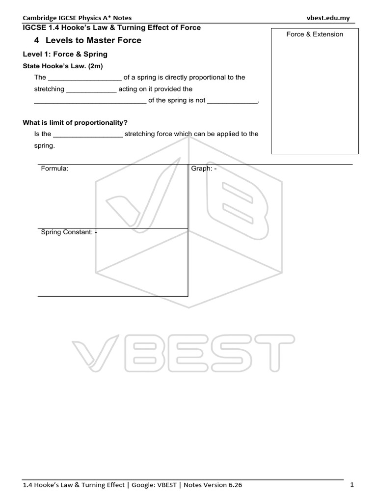 2026 IGCSE 1.4 Hookes Law and Turning Effect Part 1 | PDF | Force ...