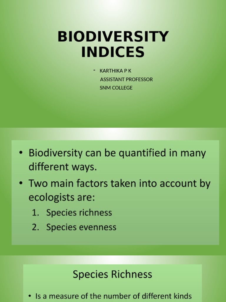 Biodiversity Indices | PDF