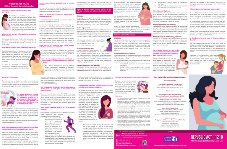 PCW Brochure R.A 11210 Expanded Maternity Leave in English 2024 | PDF ...