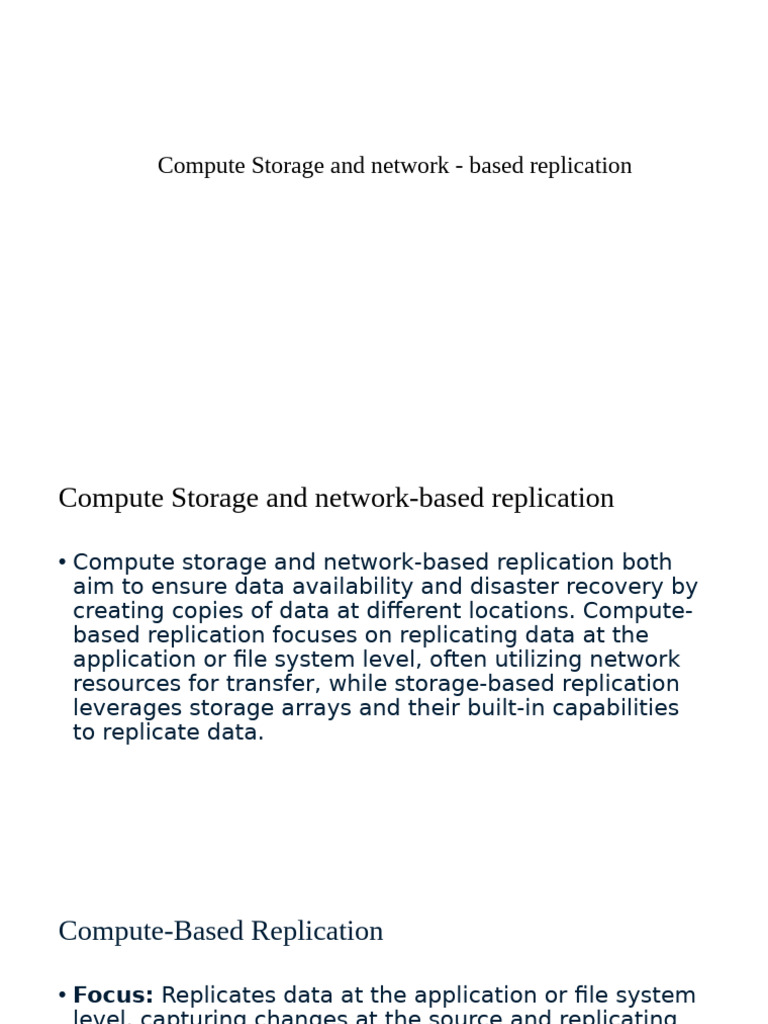 Compute Storage and Network Based Replication | PDF