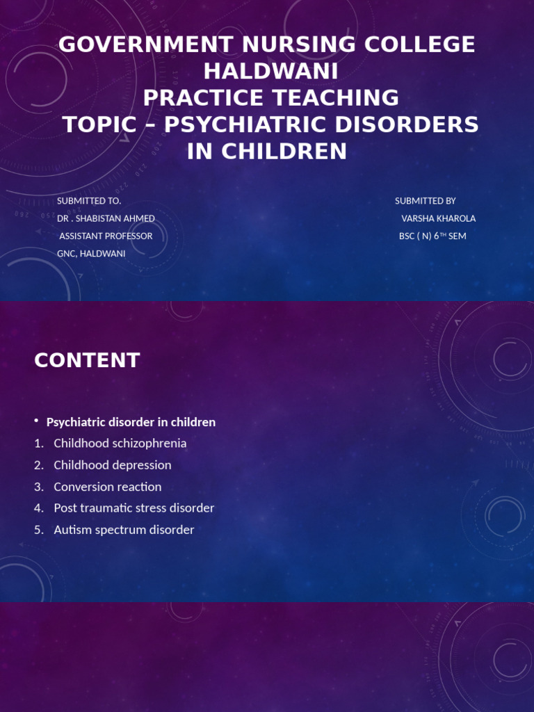 Psychiatric Disorders in Children Guide | PDF | Mental Disorder | Major ...