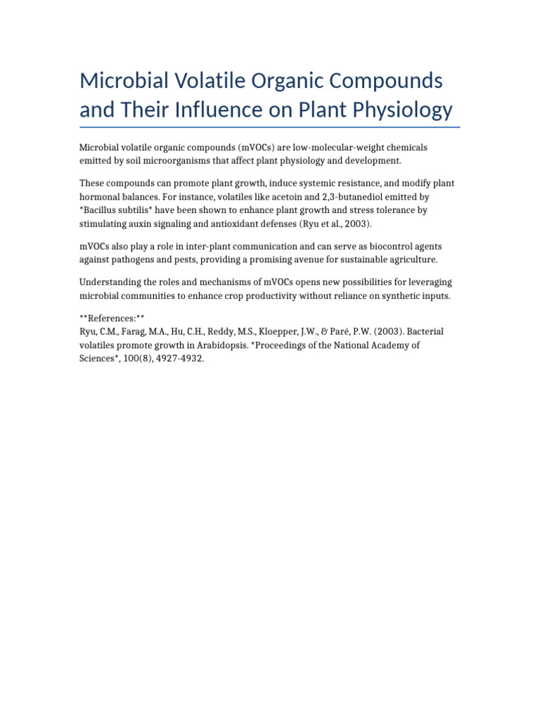 Microbe Volatile To Plants | PDF