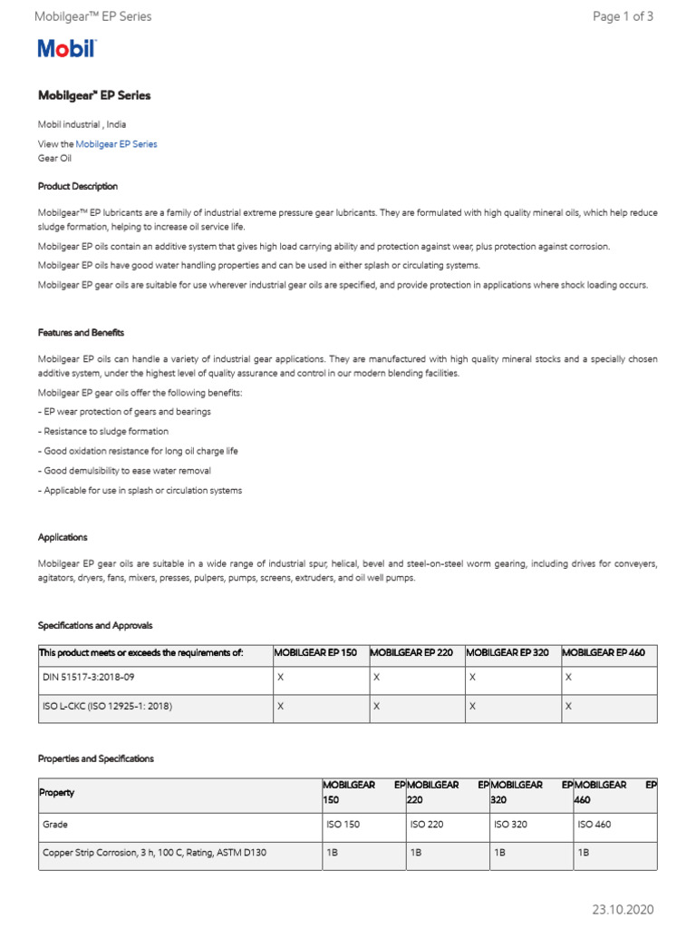 AP XX Mobilgear EP Series | PDF | Gear | Exxon Mobil