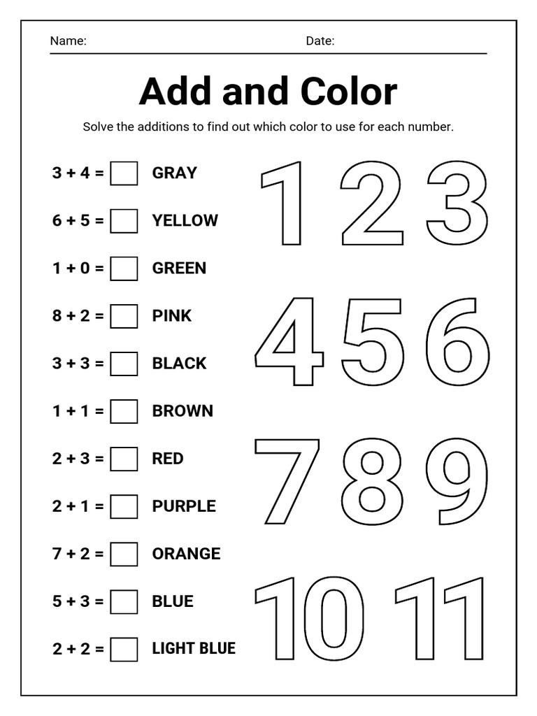 Solve Additions and Color Numbers | PDF