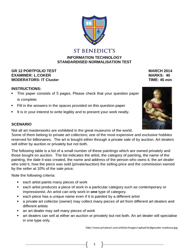 Standardised Normalisation Sba Test 2015 Memo V2 Pdf Sothebys The Arts