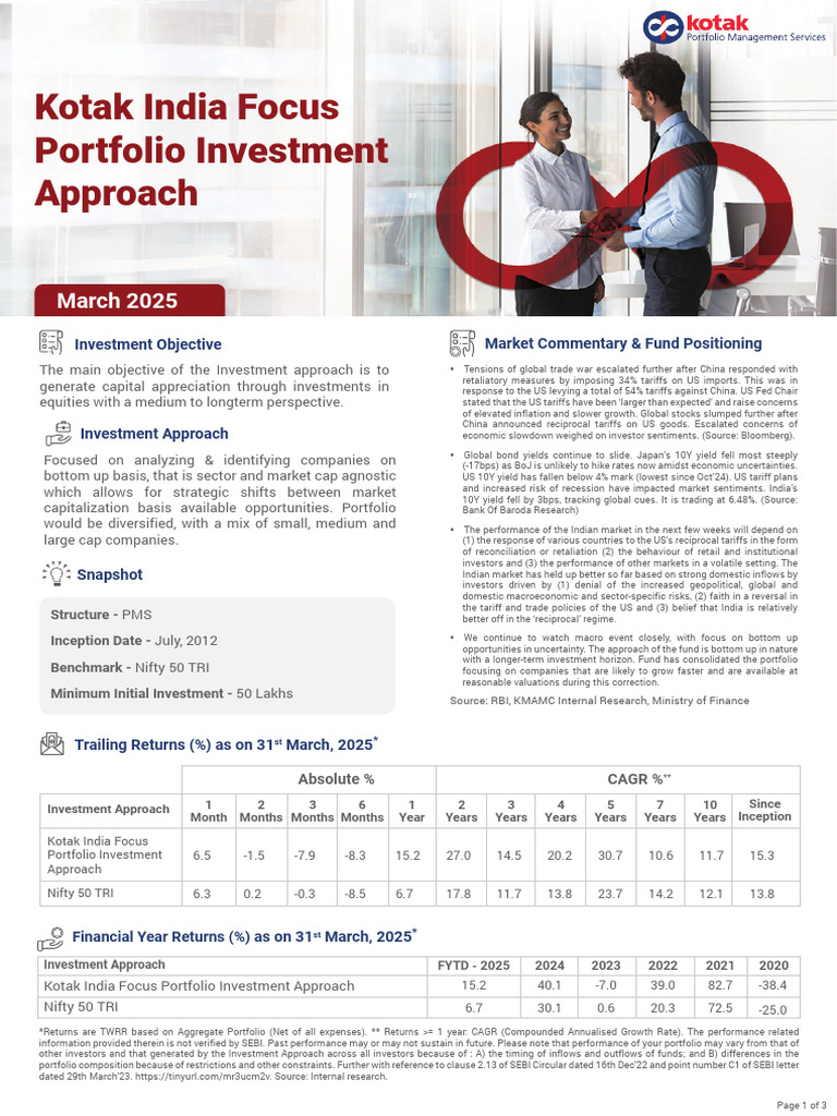 Kotak India Focus Portfolio Overview | PDF | Investing | Financial Risk