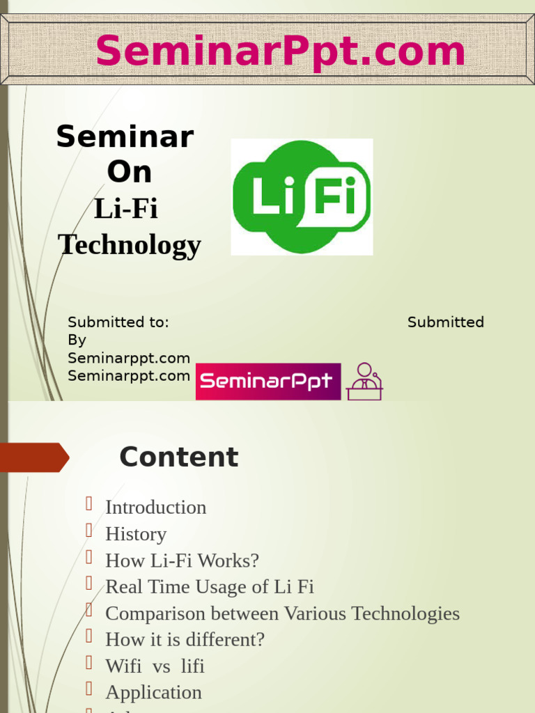 Exploring Li-Fi Technology Seminar | PDF | Light | Electrodynamics