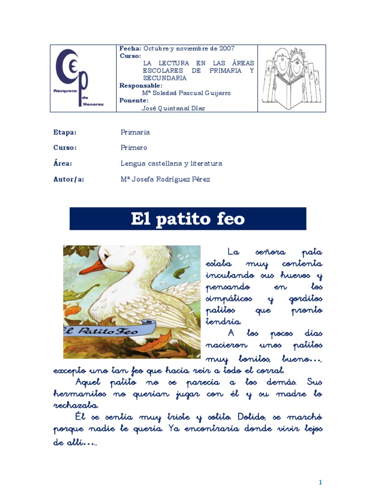 UD-Patito Feo | PDF | Lectura (proceso) | Educación primaria
