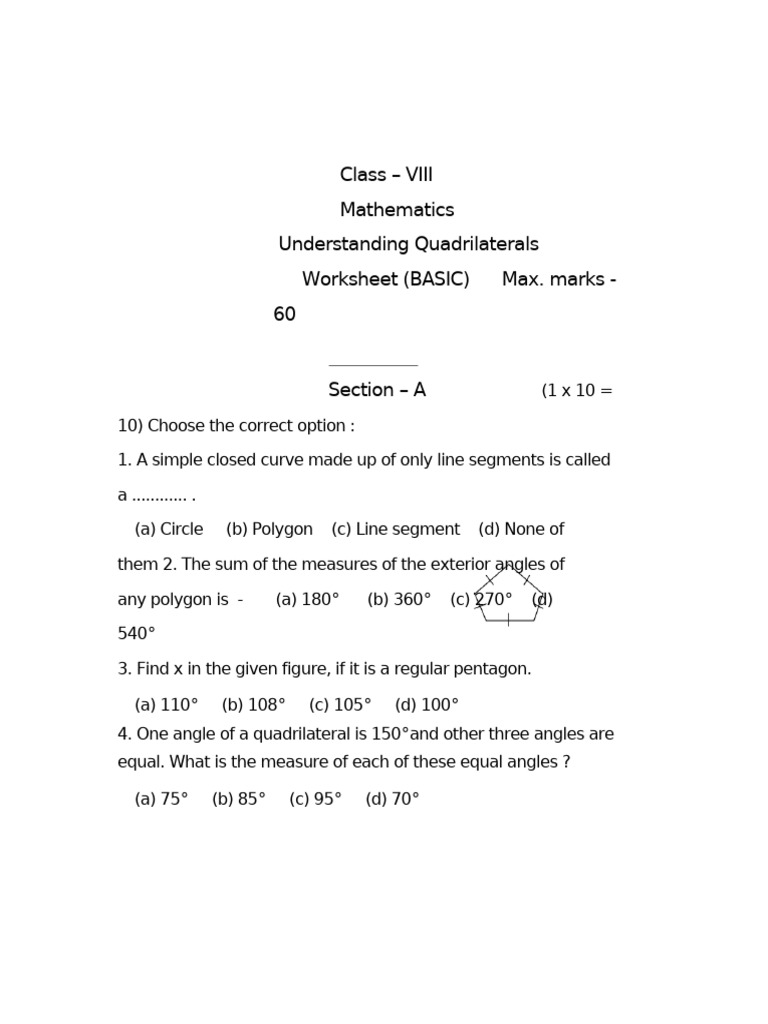 WORKSHEET-understanding Quadrilaterals | PDF | Rectangle | Euclidean Plane Geometry