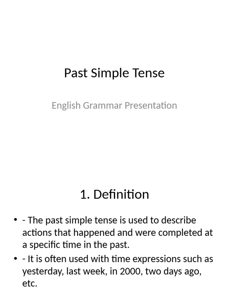 Past Simple Tense Presentation | PDF