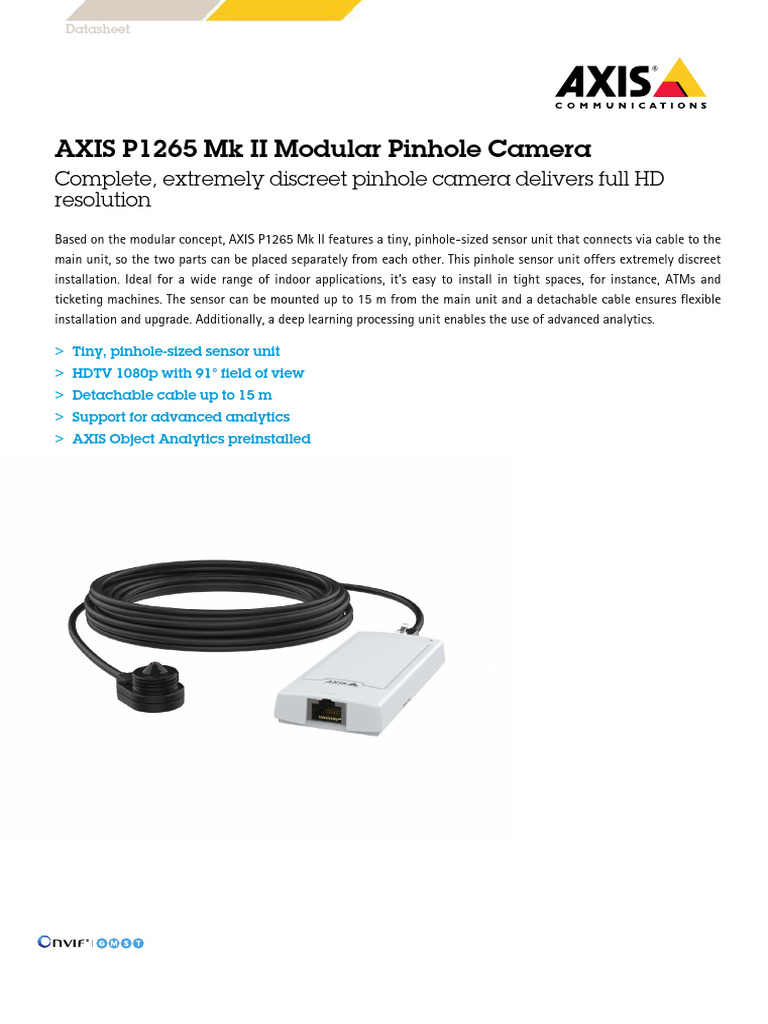 Datasheet Axis p1265 MK II Modular Pinhole Camera en US 478502 | PDF | Pixel | Video