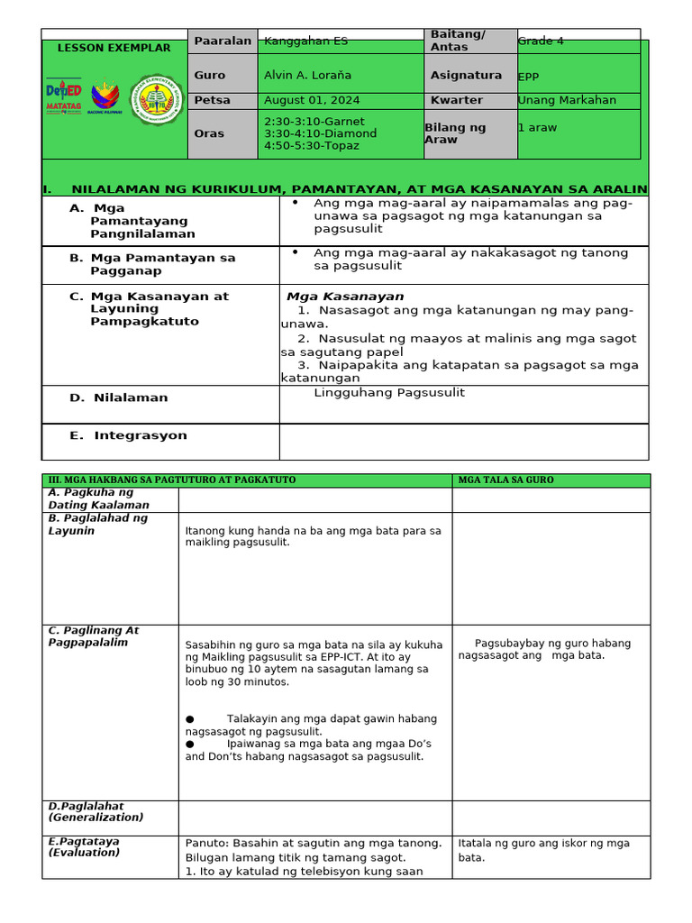 W1 - Q1 - Epp - Day 4 | PDF