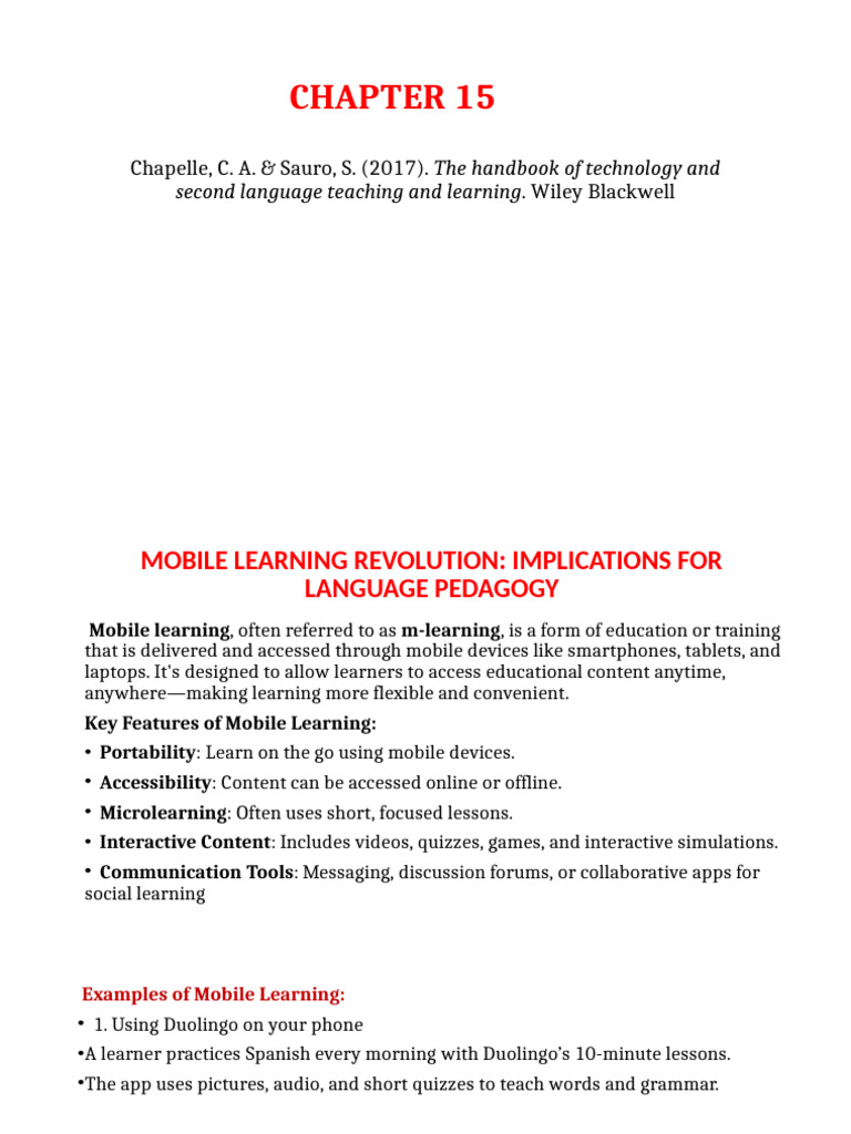 Chapter 15 Mobile Learning | PDF | Learning | Pedagogy