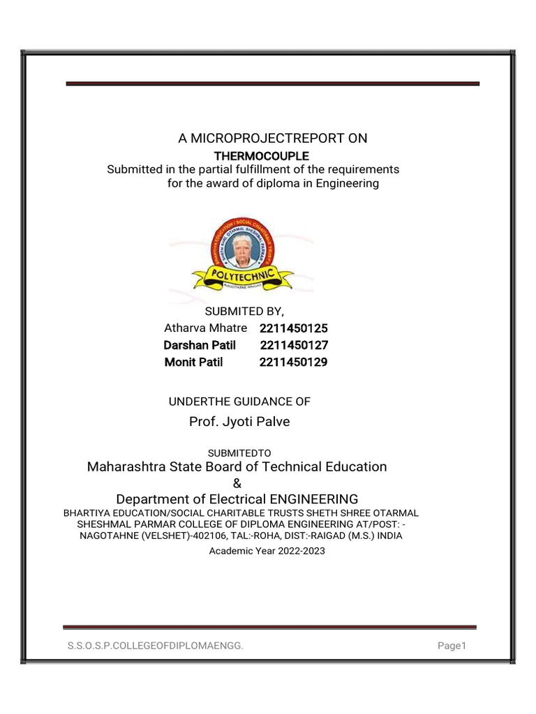 IME Micro Project Thermocouple | PDF