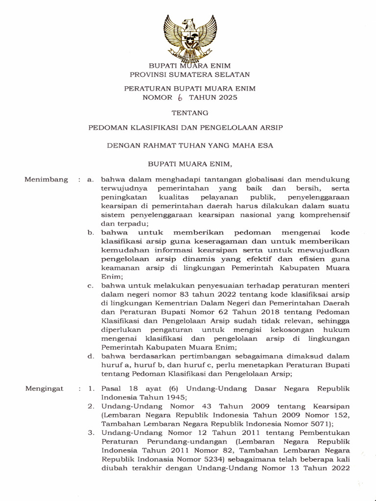 Perbup No 6 Tahun 2025 | PDF