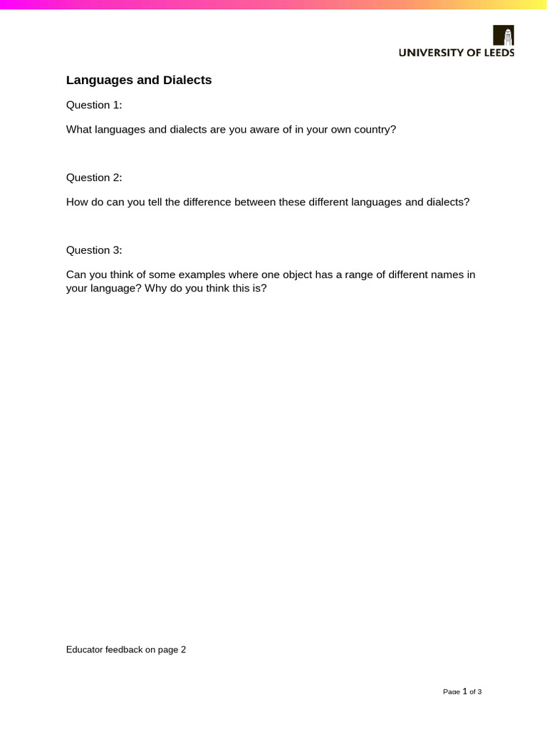 Understanding Languages and Dialects | PDF | Dialect | Human Communication