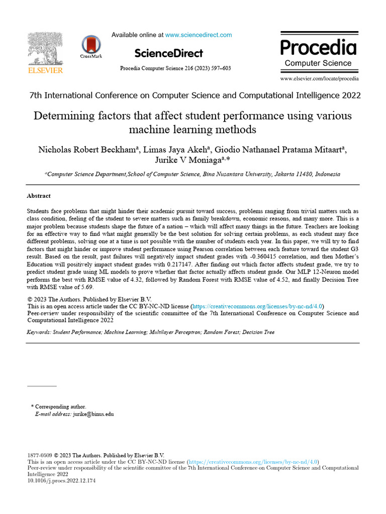 Factors Influencing Student Performance | PDF | Machine Learning ...