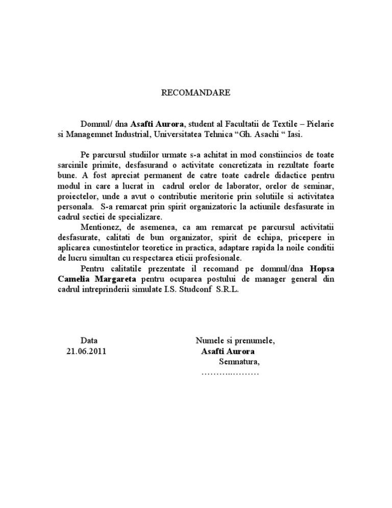 Recomandare Model | PDF