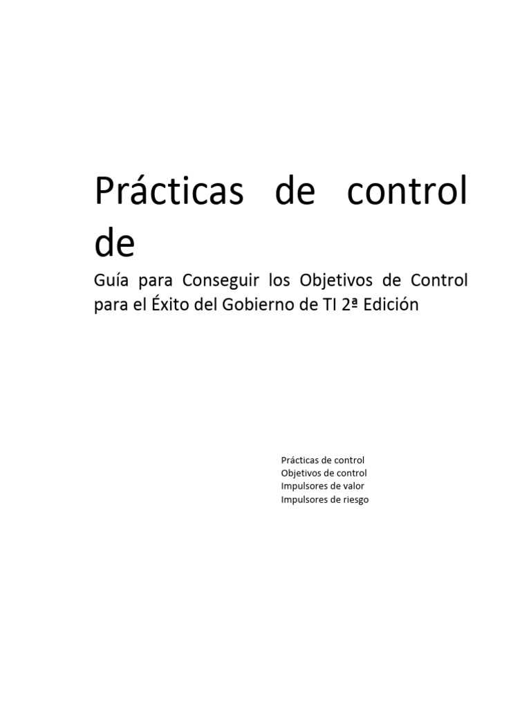 Practicas de Control de Cobit v1.0 Español | PDF | Planificación estratégica | Cobit
