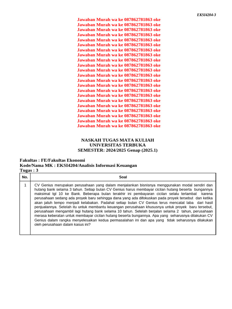 Soal Eksi4204 Tmk3 3 | PDF
