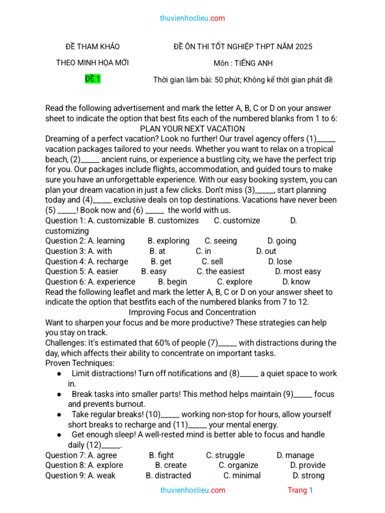 Thuvienhoclieu.com Bo 10 de on Thi TN THPT 2025 Mon Anh | PDF | Renewable Energy | Artificial ...