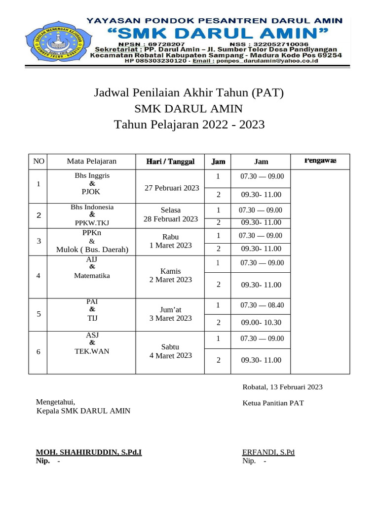 JADWAL KEGIATAN UJIAN KLS XII SMK 2025 | PDF