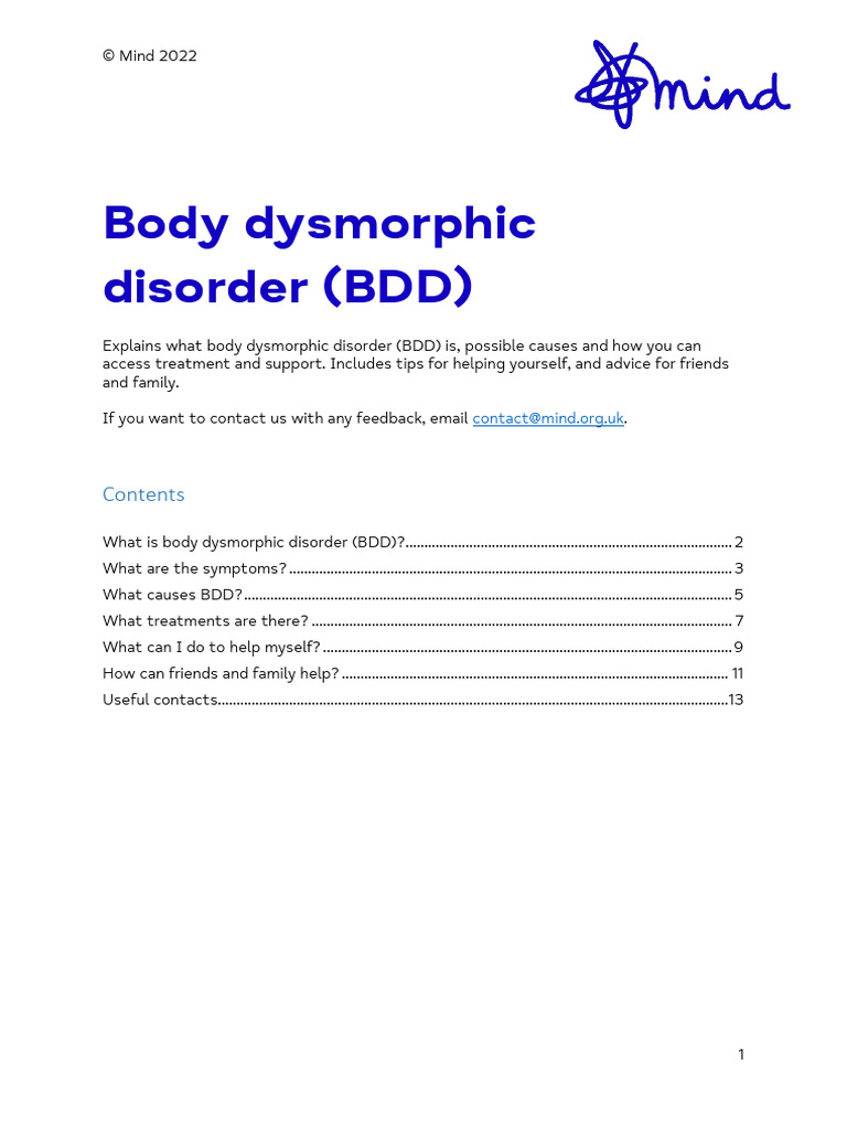 Understanding Body Dysmorphic Disorder | PDF | Cognitive Behavioral ...