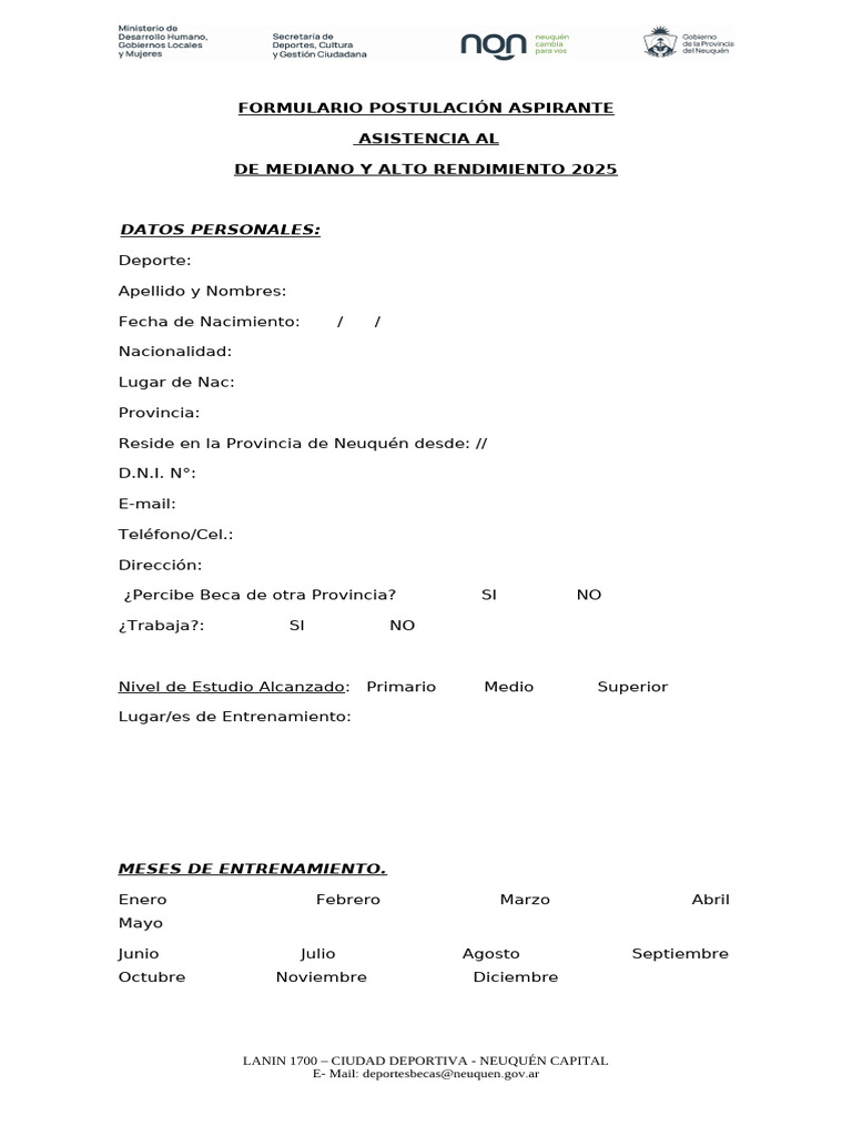 Formulario Beca 2025 | PDF