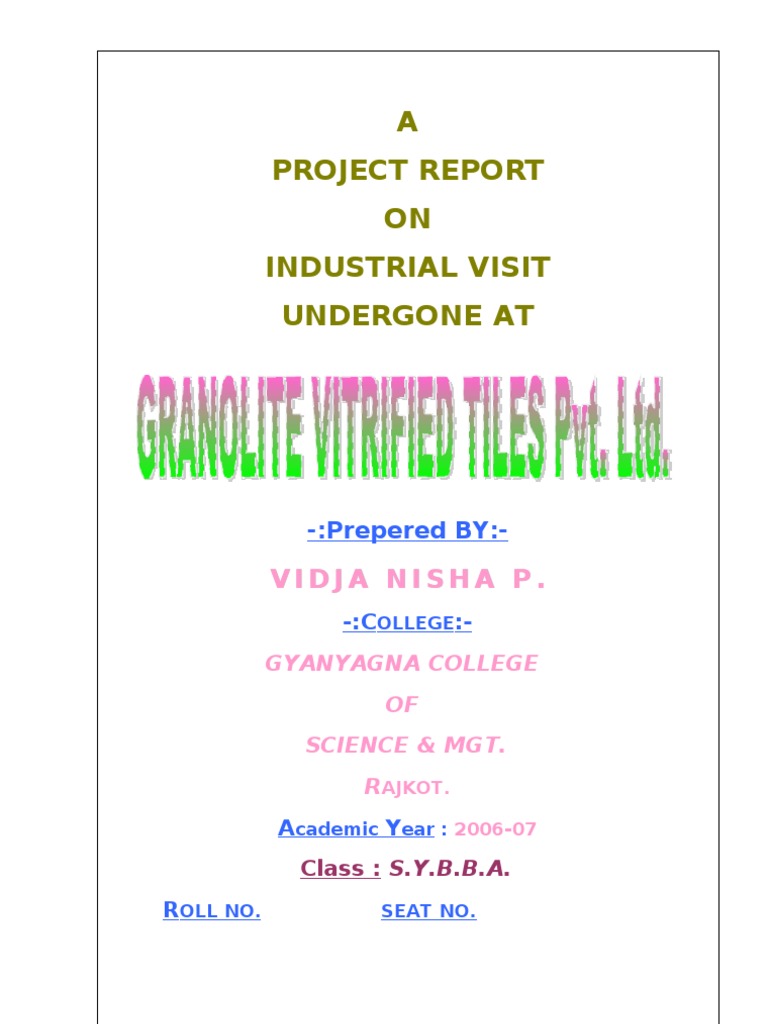 Industrial Visit Report: Granolite Tiles | PDF | Employment | Marketing