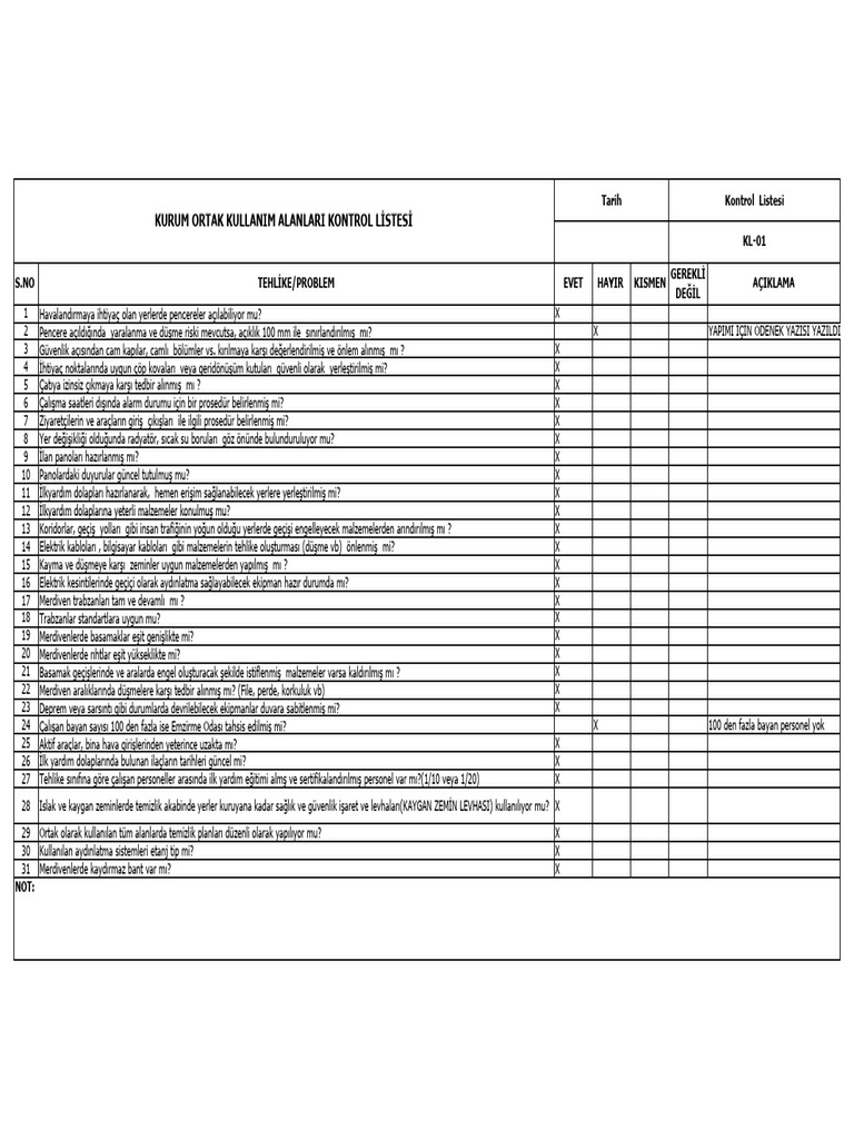 İsg Kontrol - Formu | PDF