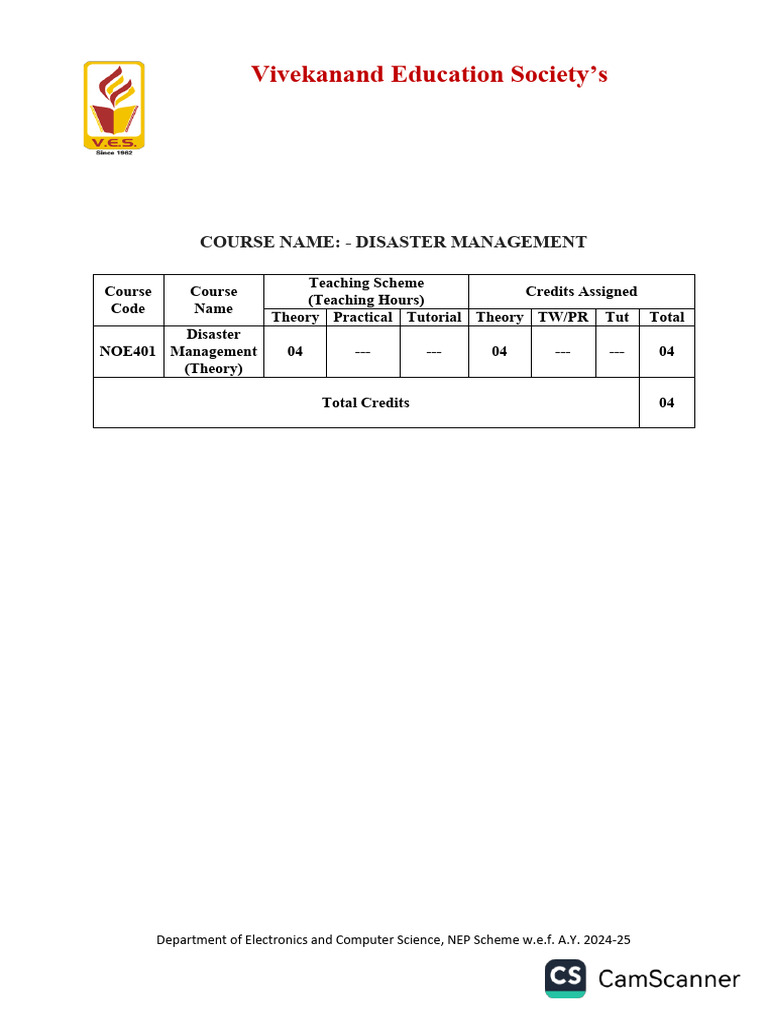 ECS Open Electives Syllabus | PDF | Reliability Engineering | Natural Disasters