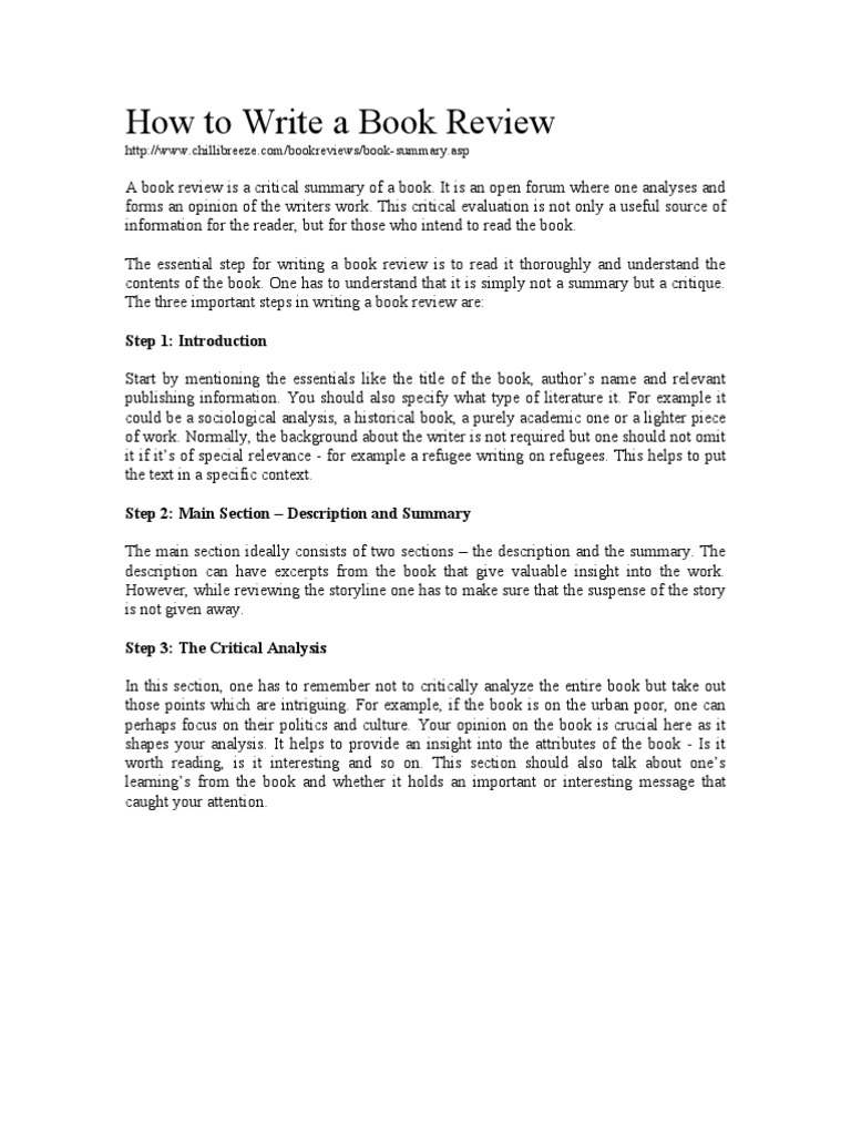 How To Write A Book Review | PDF | Books