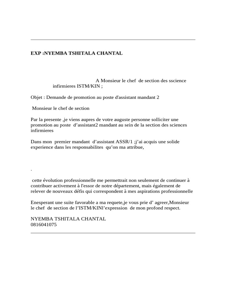 Demande de promotion au poste d'assistant 2 | PDF