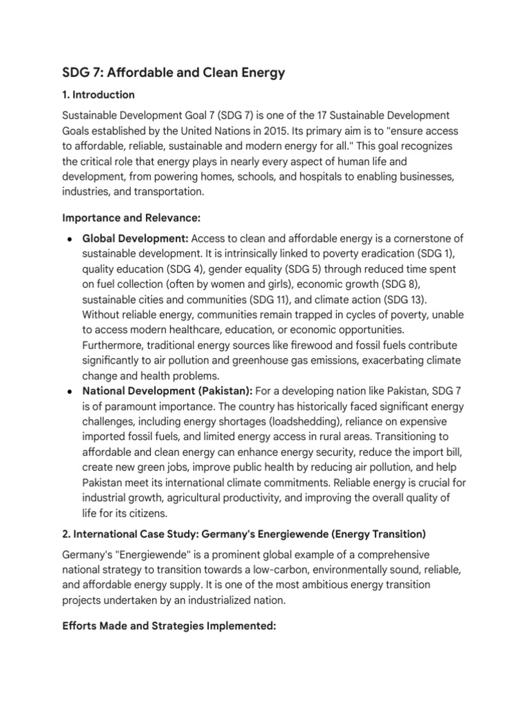 SDG 7: Affordable and Clean Energy: Importance and Relevance: Global ...