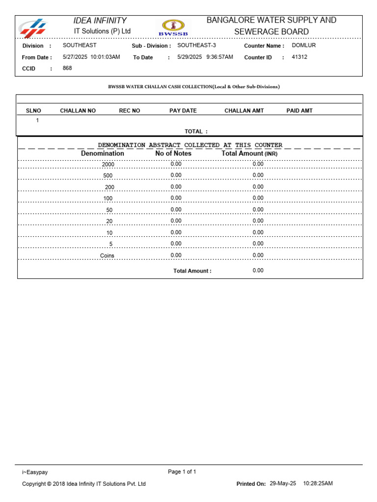 Challan Cash Collection | PDF